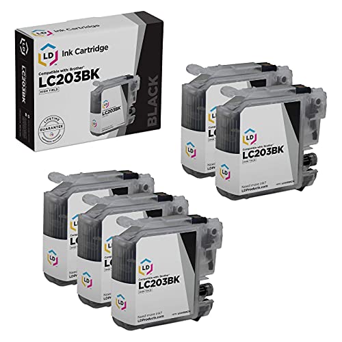 LD Compatible Ink Cartridge Replacement for Brother LC203BK High Yield (Black, 5-Pack)