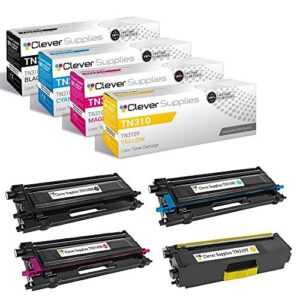 clever supplies cs compatible toner cartridge replacement for brother tn310 tn-310 tn310bk tn310c tn310m tn310y hl-4150cdn 4570cdwt 4140cn mfc-9560cdw 9970cdw dcp-9010cn 9270cdn 9055cdn 4 color set