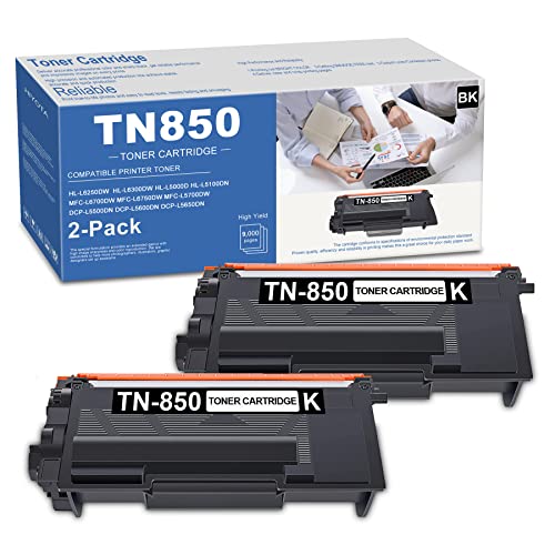 TN850 TN-850 High Yield Toner Cartridge 2PK Replacement for Brother TN850 TN-850 TN820 TN-820 Use with HL-L6200DW MFC-L5700DW MFC-L5850DW HL-L5200DW MFC-L5900DW MFC-L6800DW Printer