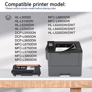 TN850 TN-850 High Yield Toner Cartridge 2PK Replacement for Brother TN850 TN-850 TN820 TN-820 Use with HL-L6200DW MFC-L5700DW MFC-L5850DW HL-L5200DW MFC-L5900DW MFC-L6800DW Printer