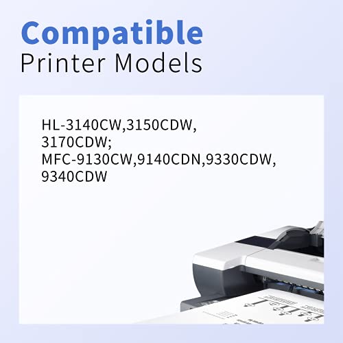 TN-221 TN-225 Combo Pack Compatible Toner Cartridge Replacement for Brother TN221 TN225 for HL-3140CW HL-3170CDW HL-3180 MFC-9130CW MFC-9330CDW Printer(Black, Cyan, Magenta, Yellow)