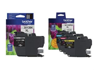 brother genuine lc3013bk, lc30133pks high yield black, cyan, magenta and yellow ink cartridge set, lc3013