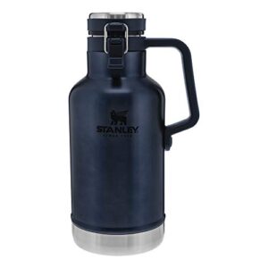 stanley classic easy-pour 64oz, insulated growler keeps beer cold & carbonated made with stainless steel interior, durable exterior coating & leak-proof lid, easy to carry handle