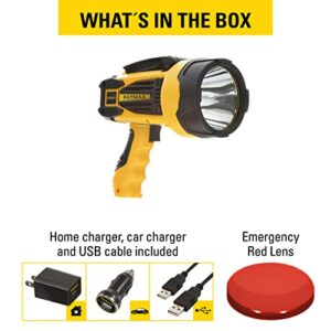 STANLEY FATMAX SL10LEDS Rechargeable 2200 Lumen Lithium Ion Ultra Bright LED Spotlight Flashlight with USB Power Charger