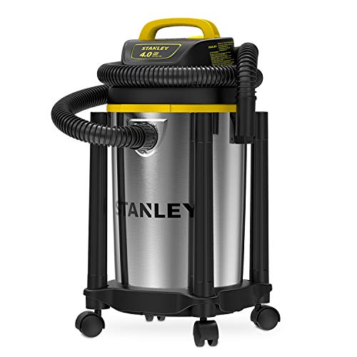 Stanley - SL18129 Wet/Dry Vacuum, 4 Gallon, 4 Horsepower, Stainless Steel Tank Silver+yellow