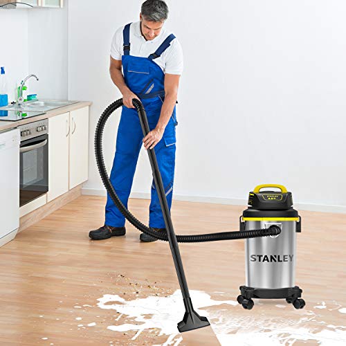 Stanley - SL18129 Wet/Dry Vacuum, 4 Gallon, 4 Horsepower, Stainless Steel Tank Silver+yellow