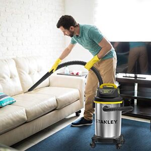 Stanley - SL18129 Wet/Dry Vacuum, 4 Gallon, 4 Horsepower, Stainless Steel Tank Silver+yellow