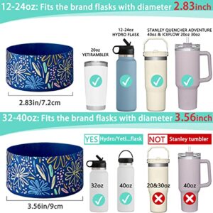 Protective Silicone Sleeve Boot 12oz 21oz 24oz Wide Mouth Water Bottle for Hydro Flask,Simple Modern,Takeya,MIRA, Iron Flask and Flask Rubber Boot BPA Free Anti-Slip，And Compatible with 20-40oz Stanley Tumbler(Flowers transparent)