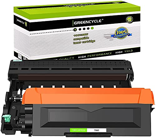 greencycle 1 Pack TN660 TN-660 Black Toner Cartridge & 1 Pack DR630 Drum Unit Compatible for Brother DCP-L2520DW DCP-L2540DW HL-L2360DW HL-L2380DW MFC-L2700DW MFC-L2740DW Laser Printer