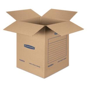 Fellowes Smoothmove Basic Large Moving Boxes, 18l X 18w X 24h, Kraft/Blue, 15/Carton