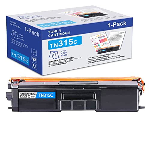 Mah 1-Pack High Yield TN315C Toner TN-315C Cartridge TN 315 Cyan Replacement for Brother HL-4150CDN HL-4140CW HL-4570CDW HL-4570CDWT MFC-9640CDN MFC-9650CDW MFC-9970CDW Cyan Toner