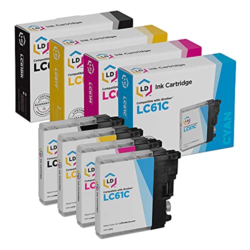 LD Compatible Ink Cartridge Replacement for Brother LC61 Series (Black, Cyan, Magenta, Yellow, 4-Pack)