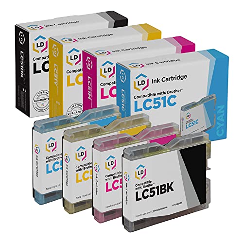 LD Compatible Ink Cartridge Replacement for Brother LC51 (Black, Cyan, Magenta, Yellow, 4-Pack)