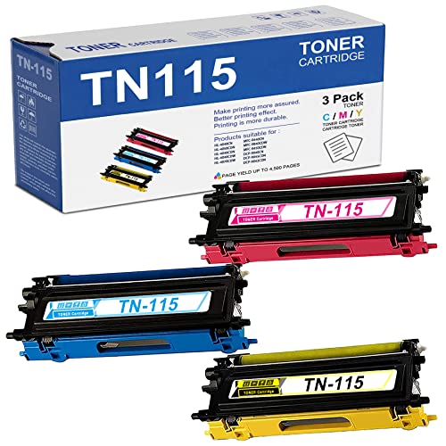 GULOYA Compatible TN-115 TN115 Toner Cartridge Replacement for Brother HL-4070CDW 4040CN 4040CDN 4050CDN MFC-9440CN 9840CDW DCP-9040CN 9045CDN Printer Toner Cartridge (3 Pack,1C+1M+1Y)