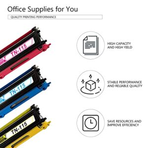 GULOYA Compatible TN-115 TN115 Toner Cartridge Replacement for Brother HL-4070CDW 4040CN 4040CDN 4050CDN MFC-9440CN 9840CDW DCP-9040CN 9045CDN Printer Toner Cartridge (3 Pack,1C+1M+1Y)