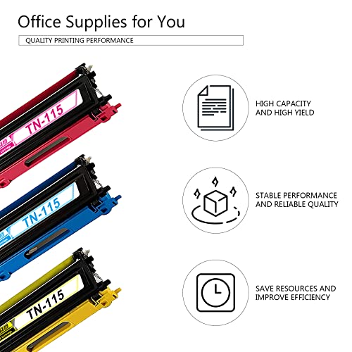 GULOYA Compatible TN-115 TN115 Toner Cartridge Replacement for Brother HL-4070CDW 4040CN 4040CDN 4050CDN MFC-9440CN 9840CDW DCP-9040CN 9045CDN Printer Toner Cartridge (3 Pack,1C+1M+1Y)