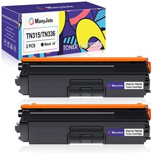 manyjets tn315 tn336 compatible toner cartridge replacement for brother tn315 tn310 tn336 tn331 use for brother mfc-9970cdw hl-4150cdn hl-l8250cdn mfc-9460cdn mfc-l8850cdw mfc-9560cdw (black,2-pack)