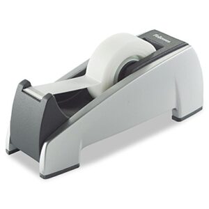 fellowes 8032701 office suites desktop tape dispenser, 1-inch core, plastic, heavy base, black/silver