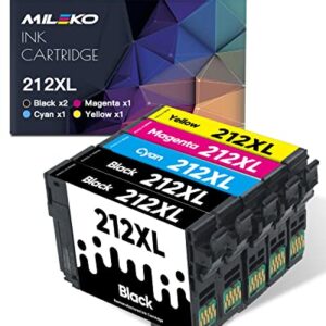 212XL Ink Cartridges Remanufactured Replacement for Epson 212XL 212 XL T212XL T212 Ink Cartridges for Expression Home XP-4100 XP-4105 Workforce WF-2830 WF-2850 Printer (5 Pack)