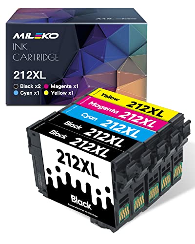 212XL Ink Cartridges Remanufactured Replacement for Epson 212XL 212 XL T212XL T212 Ink Cartridges for Expression Home XP-4100 XP-4105 Workforce WF-2830 WF-2850 Printer (5 Pack)