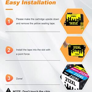 212XL Ink Cartridges Remanufactured Replacement for Epson 212XL 212 XL T212XL T212 Ink Cartridges for Expression Home XP-4100 XP-4105 Workforce WF-2830 WF-2850 Printer (5 Pack)