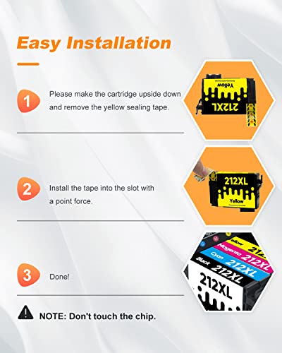 212XL Ink Cartridges Remanufactured Replacement for Epson 212XL 212 XL T212XL T212 Ink Cartridges for Expression Home XP-4100 XP-4105 Workforce WF-2830 WF-2850 Printer (5 Pack)