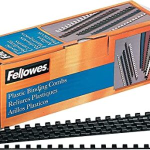 Fellowes 52366 Plastic Comb Bindings, 1/4-Inch Diameter, 20 Sheet Capacity, Black, 100 Combs/Pack