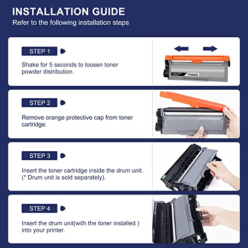 PIONOUS High Yield TN660 Toner Cartridge: TN630 TN-660 Black Toner Cartridge Compatible Replacement for Brother TN 660 Toner HL-L2380DW MFC-L2700DW DCP-L2540DW Printer Up to 3,000 Yield 1PK