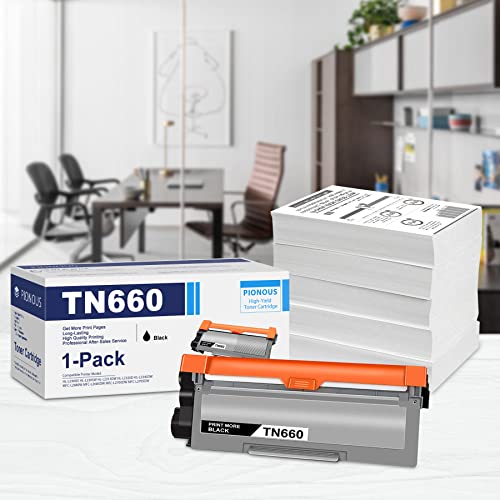 PIONOUS High Yield TN660 Toner Cartridge: TN630 TN-660 Black Toner Cartridge Compatible Replacement for Brother TN 660 Toner HL-L2380DW MFC-L2700DW DCP-L2540DW Printer Up to 3,000 Yield 1PK