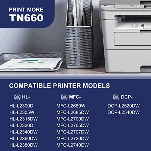 PIONOUS High Yield TN660 Toner Cartridge: TN630 TN-660 Black Toner Cartridge Compatible Replacement for Brother TN 660 Toner HL-L2380DW MFC-L2700DW DCP-L2540DW Printer Up to 3,000 Yield 1PK