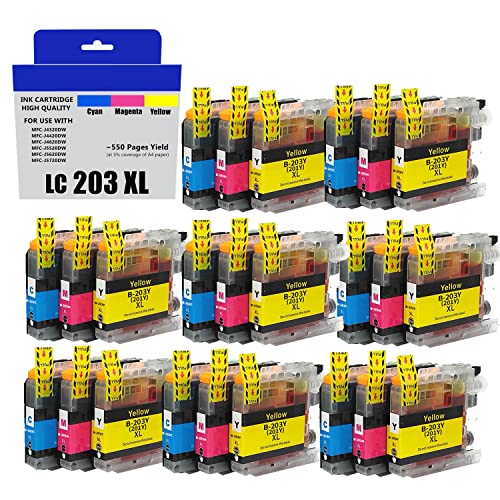 ColorInk Ink Cartridge Replacement LC203 LC203XL LC201 LC201XL Compatible with Brother MFC-J460DW J480DW J485DW J680DW J880DW J885DW MFC-J4320DW J4420DW J4620DW(8 Cyan, 8 Magenta, 8 Yellow, 24 Pack)