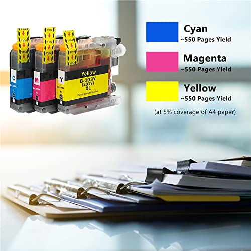 ColorInk Ink Cartridge Replacement LC203 LC203XL LC201 LC201XL Compatible with Brother MFC-J460DW J480DW J485DW J680DW J880DW J885DW MFC-J4320DW J4420DW J4620DW(8 Cyan, 8 Magenta, 8 Yellow, 24 Pack)