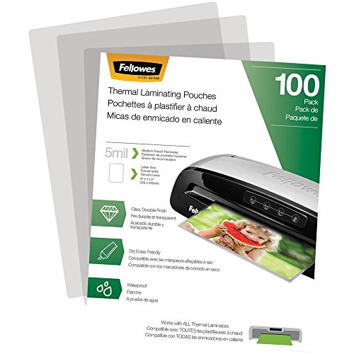 Fellowes 5743501 5 Mil Letter Laminating Pouches - 100 Per Pack