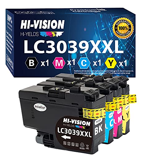 HI-VISION HI-YIELDS Compatible Ink Cartridge Replacement for Brother LC 3039 XXL LC3039XXL for MFC-J5845DW, MFC-J5845DW XL, MFC-J5945DW, MFC-J6545DW, MFC-J6545DW XL, MFC-J6945DW, (BK/C/M/Y)