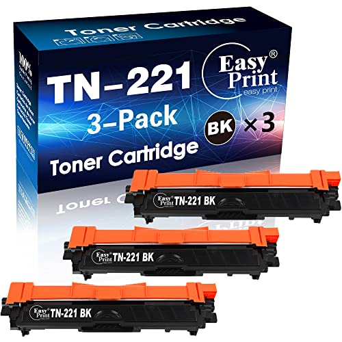 3X Black Compatible TN221 TN-221 TN-221BK TN221BK Toner Cartridge for Brother HL-3140CW 3152CDW 3172CDW 3180CDW MFC-9130CW 9330CDW 9142CDN DCP-9022CDW Printer, by EasyPrint