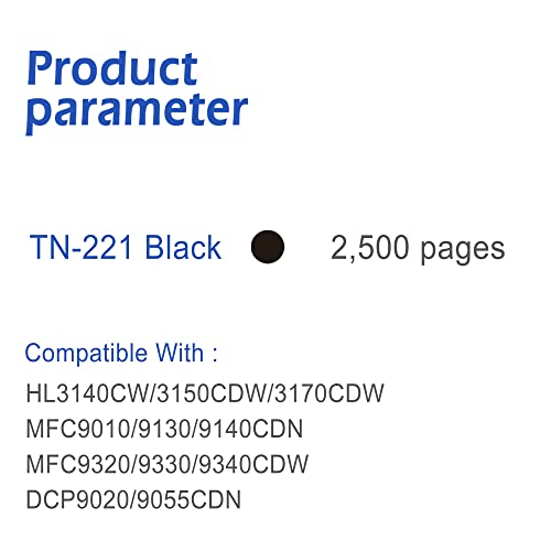 3X Black Compatible TN221 TN-221 TN-221BK TN221BK Toner Cartridge for Brother HL-3140CW 3152CDW 3172CDW 3180CDW MFC-9130CW 9330CDW 9142CDN DCP-9022CDW Printer, by EasyPrint