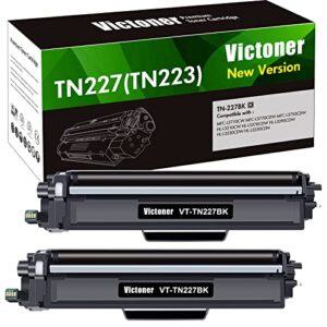 VICTONER Compatible TN227BK TN223BK Toner: Cartridge Replacement for Brother TN227 TN227BK TN-227BK TN-223BK HL-L3290CDW MFC-L3770CDW MFC-L3750CDW HL-L3230CDW L3270CDW L3710CW Printer (Black, 2Pack)