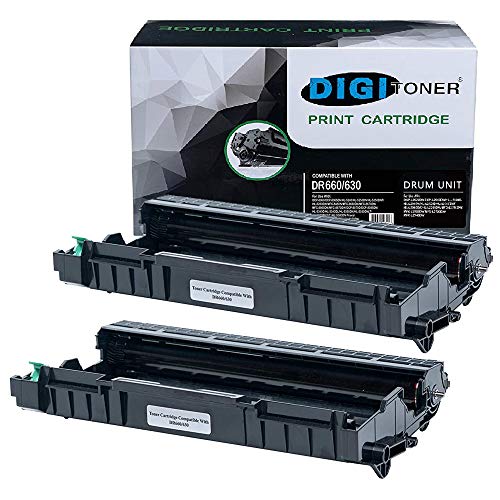 DIGITONER Compatible Drum DR630 Unit for TN630 TN660 Toner Cartridge DR-630 Drum for TN-630 TN-660 High Yield Toner Cartridge Replacement for Brother Laser Printer Drum Unit [2 Pack]