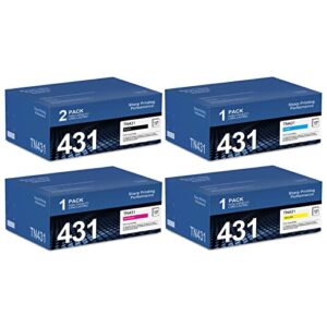 tn431 toner cartridge set: 5pack, 2bk+1c+1m+1y eaxiue compatible tn431bk tn431c tn431m tn431y toner cartridges replacement for brother dcp-l8410cdw hl-l8260cdw l8360cdw mfc-l8610cdw l8690cdw printer