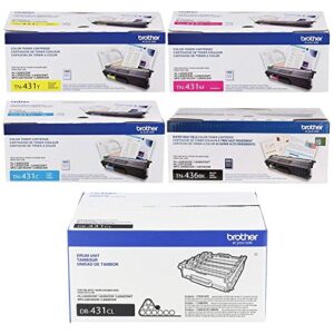 brother mfc-l8900cdw toner cartridge set (tn436bk & tn431cl) with drum unit (dr431cl)