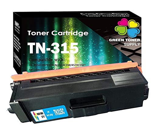 Green Toner Supply (1xCyan) Compatible TN-315 TN315 Toner Cartridge TN310 1-Pack Used for Brother HL-4150CDN HL-4570CDW HL-4570CDWT MFC-9460CDN MFC-9560CDW MFC-9970CDW Printer