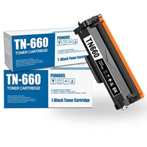 high yield tn660 black toner cartridge – compatible tn-660 tn 660 pionous replacement for brother hl-l2300d hl-l2305w hl-l2360dw hl-l2380dw dcp-l2520dw mfc-l2680w mfc-l2707dw printers – 2 pack