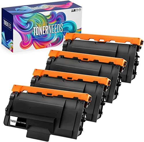 TONERNEEDS TN 850 Toner Cartridge - Black Ink Replacement Cartridges for TN850 & TN880 - High Yield Use - Compatible with Brother Printer HL-L6200DW MFC-L5850DW L5200DW L5700DW - (Pack of 4)