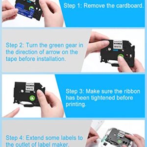 MarkDomain Label Maker Tape Replacement for Brother TZe-231 TZ-231 Laminated P Touch Label Tape 12mm 0.47 Inch Black on White Tape, Compatible with Brother PT-D210 H110 D220 D410 D600, 4-Pack