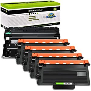 greencycle 5 pack tn850 toner & dr820 drum unit set compatible for brother dcp-l5500dn l5600dn l5650dn hl-l6200dw l6200dwt l5200dwt l5200dw l5100dn l5000d mfc-l5850dw l5900dw printer(4 toner, 1 drum)