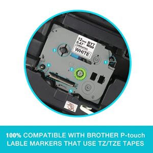 6 Pack P Touch Label Tape, TZe231 Tape 12mm 0.47 Inch Laminated White Compatible with Brother P-Touch Label Maker PT-D210 PT-H110 PT-D600 PT-1230PC PT-P700 TZe-231 TZ 231 Black on White 8m 26.2ft