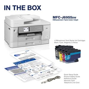 Brother MFC-J6955DW INKvestment -Tank Color Inkjet All-in-One Printer with Wireless, Duplex Printing, 11” x 17” Scan Glass and Up to 1-Year of Ink in-Box