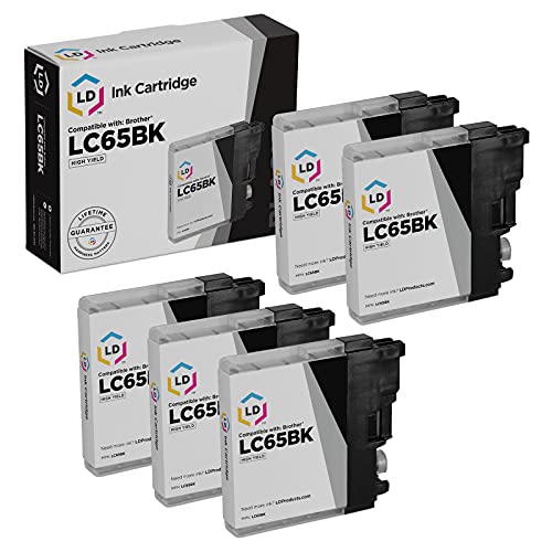 LD Compatible Ink Cartridge Replacement for Brother LC65BK High Yield (Black, 5-Pack)