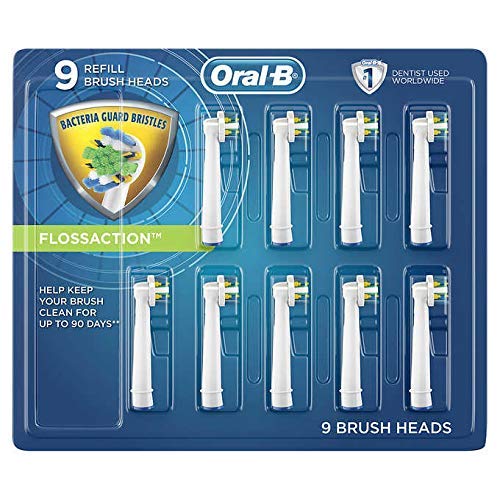 Genuine Original Oral-B Braun Floss Action Replacement Rechargeable Toothbrush Heads Refill (9 Count)