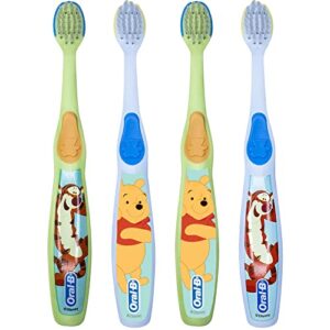 Oral-B Baby Manual Toothbrush, Pooh Characters, 0-3 Years Old, Extra Soft (Characters Vary) - Pack of 4